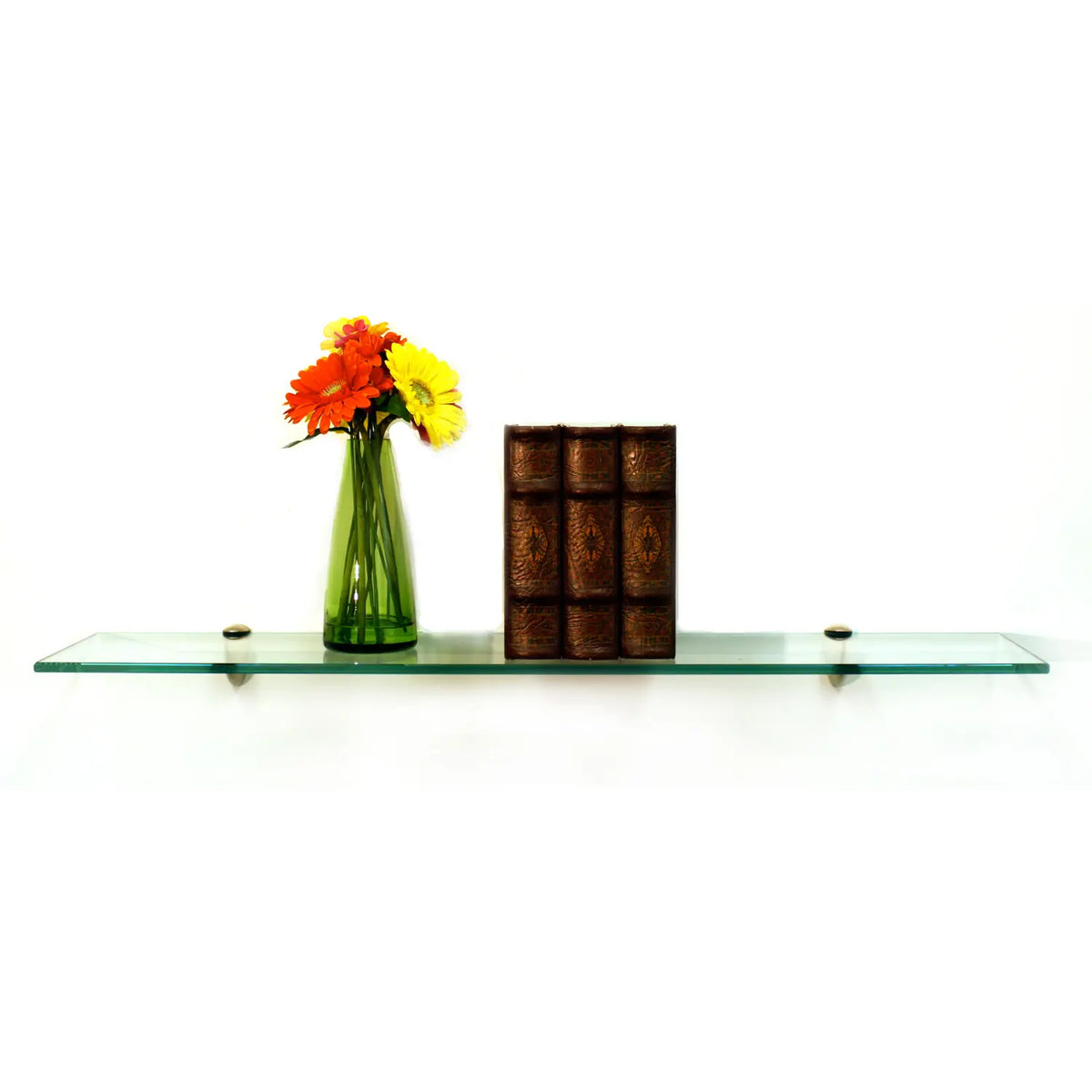 6" X 27" Peacock Floating Glass Shelves - 2 Brackets Included with Each ...